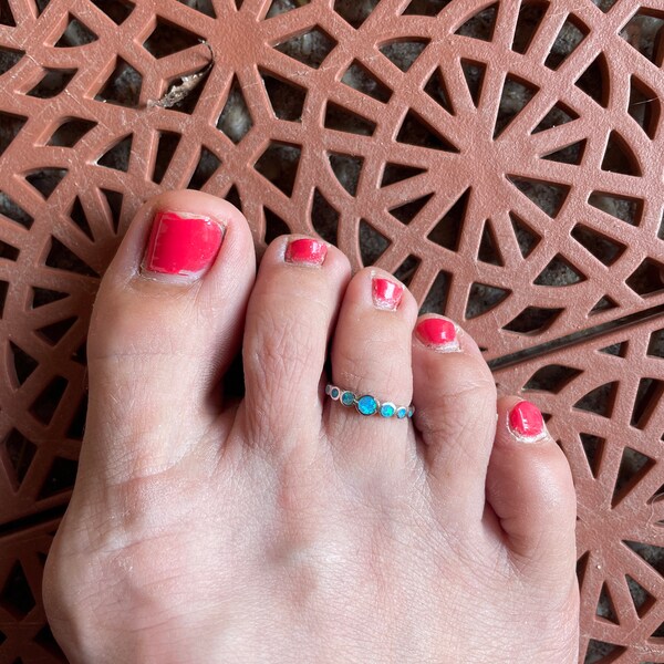 Five Opals • Adjustable Toe Ring • Toe Ring • Adjustable or Sized Toe ...