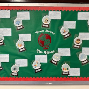 World Winter Holidays Snow Globe Bulletin Board | Holidays Around the ...