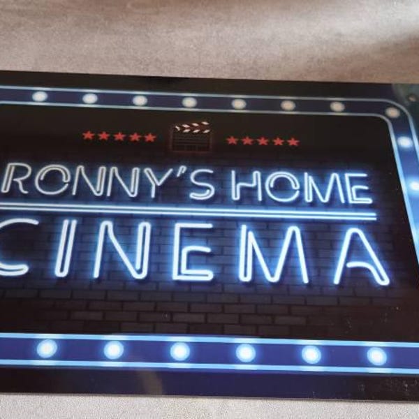 Personalised Cinema Room Sign - Printed Home Cinema Movie Room A4 Metal ...