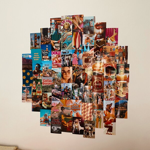 Aesthetic Retro Vintage Wall Collage Kit 60pcs, Instant Download, Wall ...
