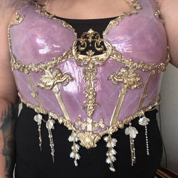 Angel Purple Opal Bones Resin Mermaid Corset Bra Top Cosplay Costume ...