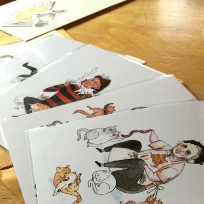 Texas Chainsaw Meowssacre 5x7 Leatherface With Cats Print - Etsy