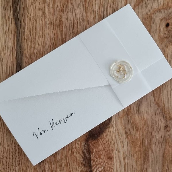 Money Gift Packaging for Voucher – Handmade Cotton Paper Envelope With ...