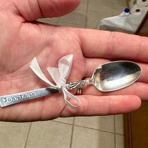 Antique Silver Baby Spoon, Personalized Baby Gift, Newborn Present ...