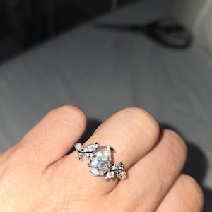 Cat Themed Engagement Ring Round Natural Black Onyx Wedding Ring Set ...