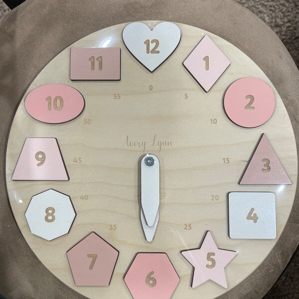 Personalized Wooden Name Clock With Shape Chrin Gift Puzzle Toys for ...