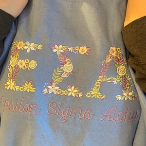 Flower Embroidered Greek Letter Sweatshirt. Sorority Custom Floral ...