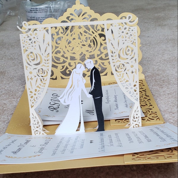 Invitaciones De Boda Emergentes Muestra Diseño Elegante De Lámpara De Araña Vintage Invitación