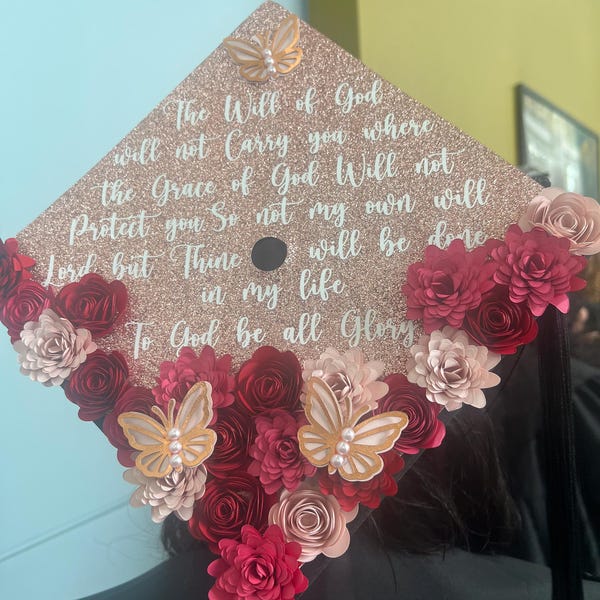 Pink Gold Graduation Cap Topper, Custom Grad Cap, Nurse Grad Cap ...