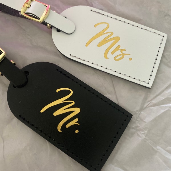 Wedding Gift Luggage Tags Mr and Mrs Couples Gift - Unique Just Married ...