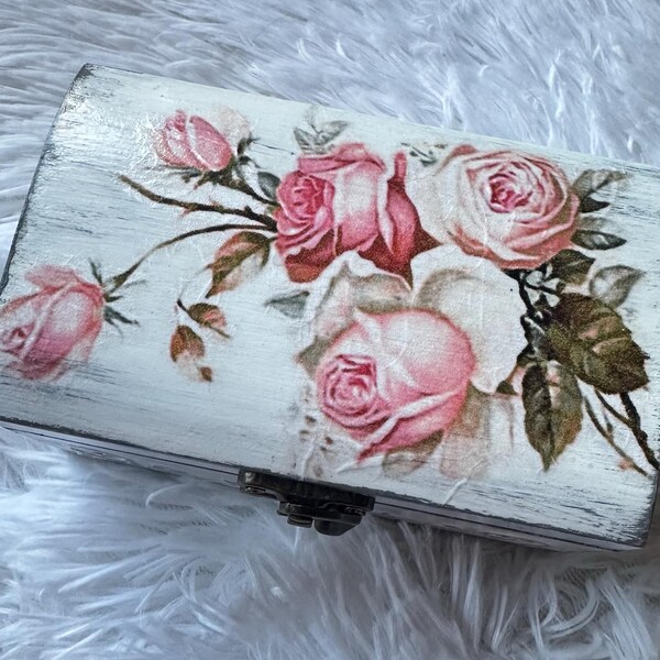 Floral Box for Jewelry, Decoupage Keepsake Box, Floral Box, Decoupage ...