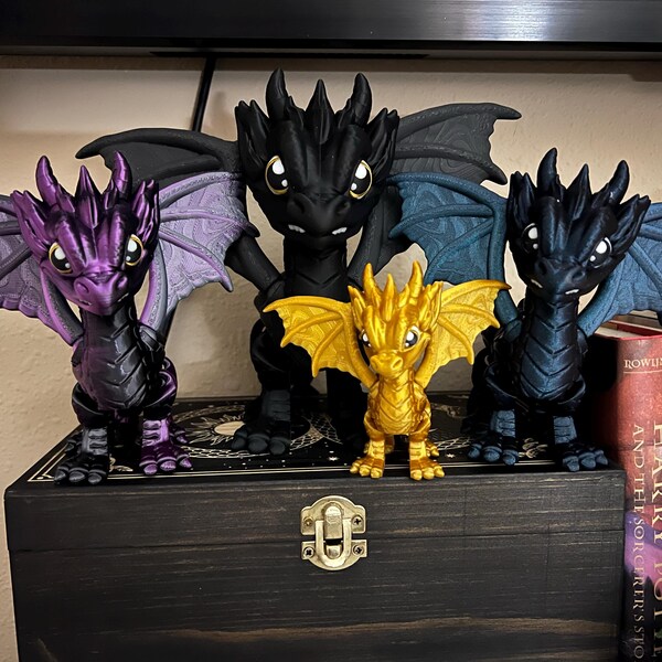 Complete Dragon Set: Black, Blue, Purple & Gold - Fourth Wing Inspired ...