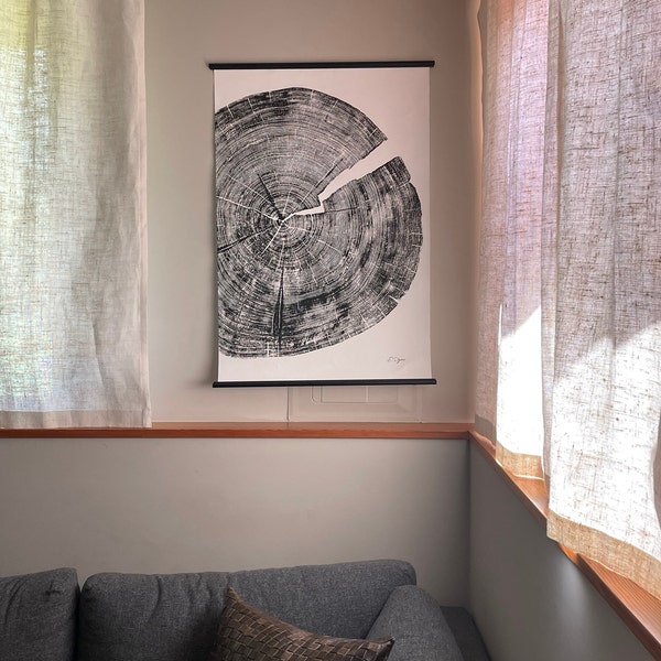 Old Ash Tree Ring Print, Tree Ring Wall Art, 24x36 Linocut Oversized ...