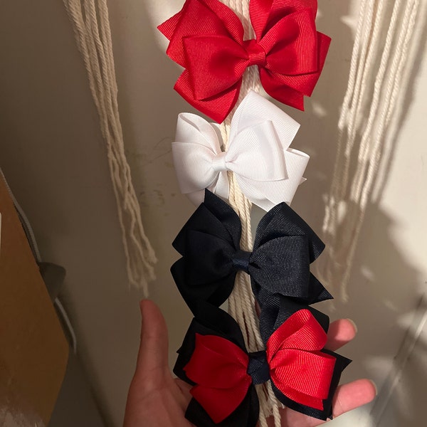 Classic Back to School Hair Bows, Uniform Hair Bow, Navy Hair Bow, Red ...