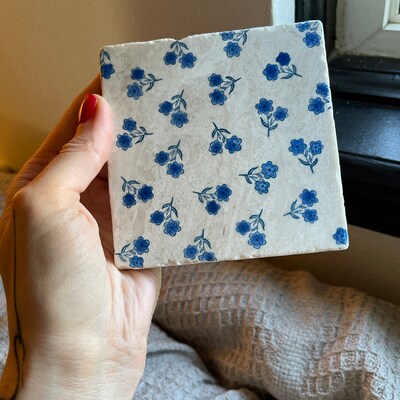 Delft Blue Canal Houses Marble Coaster Set. Classic Marble Coaster Set ...