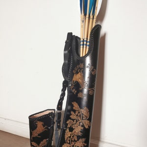 Real Leather Side Quiver With Phoenix Motif / Archer Equipment ...