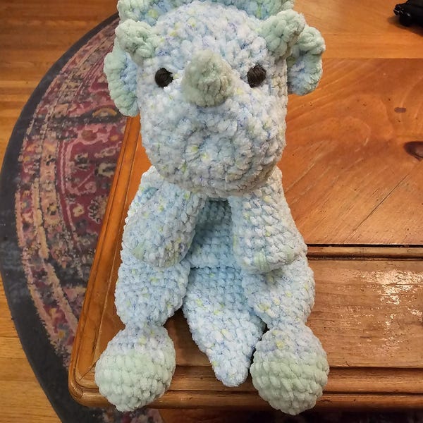 Crochet Triceratops Snuggler Pattern: Amigurumi Dinosaur Lovey (PDF ...