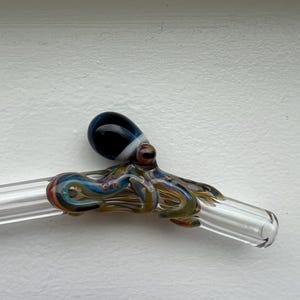 Opal Octopus on White GLASS STRAW Custom Straws Reusable Straws Opal ...