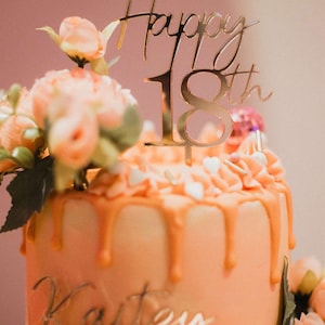 Acrylic Happy 18th Birthday Cake Topper and Name Cake Charm, Gold ...