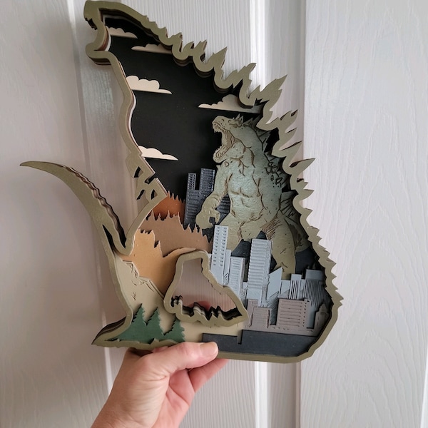 Laser Cut Godzilla With Interior Design - Etsy