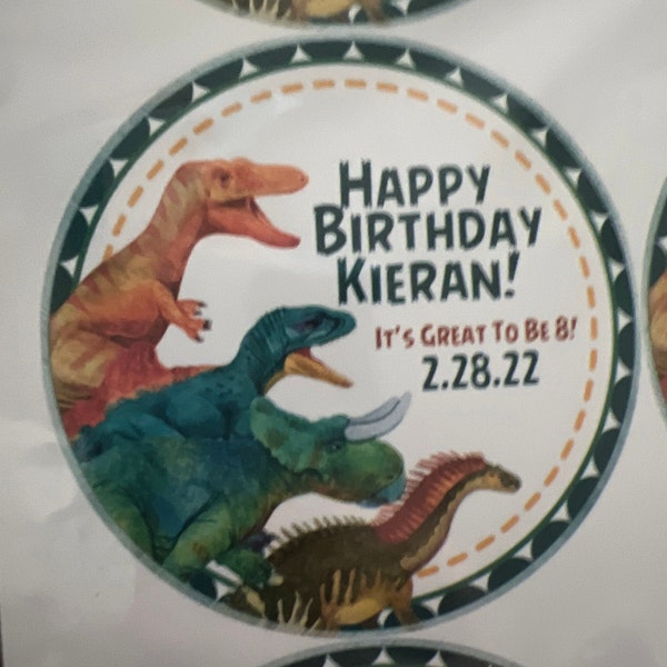 Dinosaur Birthday Party Stickers or Favor Tags, Dinosaur Party Favor ...
