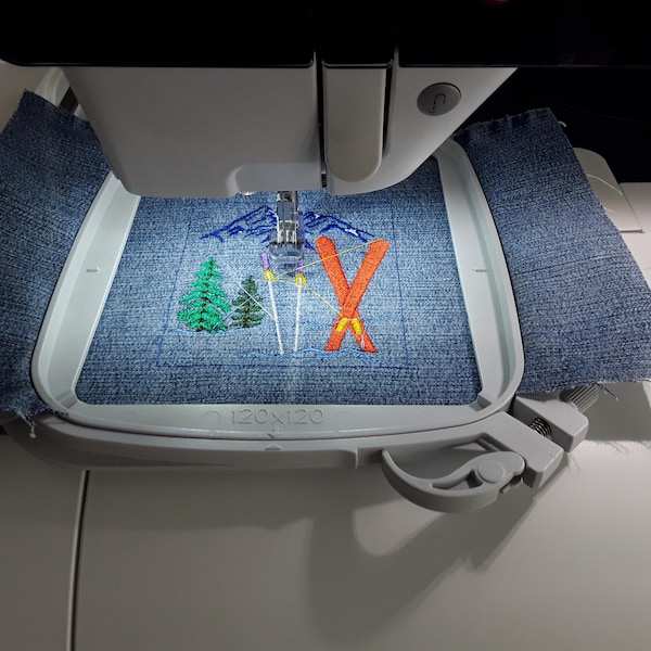 Skiing in Mountains on Holidays Embroidery Design Onni. Machine ...