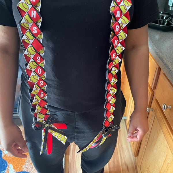 Personalized Softball Graduation Lei, Custom Ribbon Lei, Senior Night ...