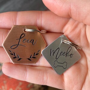 Pet Id Tag Dog Tag Custom Engraved Pet Tag Square Dog Tag - Etsy