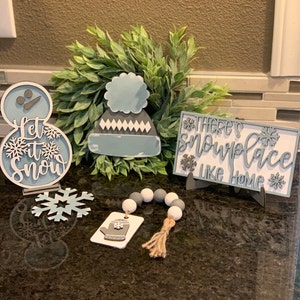 Winter Snow Tiered Tray With Lighted Sign File SVG - Etsy