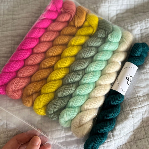 Mini Skein Set Florals Collection Merino and Nylon Sock Blend 12 Cute ...