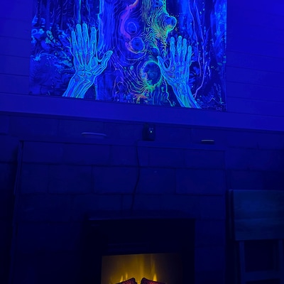 UV Active Psychedelic Yin Yang Cosmic Harmony Tapestry Blacklight ...