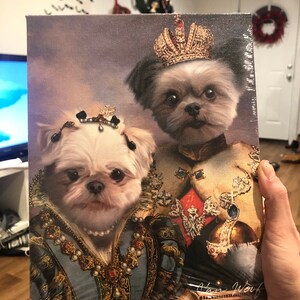 Custom Dog Portrait 2 Pet Portrait Royal Two Pets Portrait | Etsy