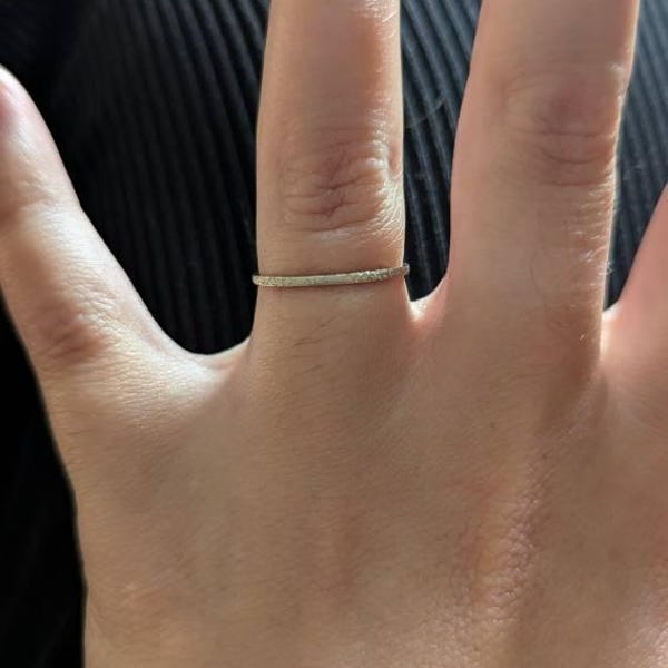 14k/10k Real Solid Gold Stardust Ring - Minimalist Ring - Thin Wedding Band - Gold Midi Ring ...