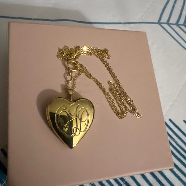 Hand Engraved Heart Locket Necklace With Script Initial in Sterling ...
