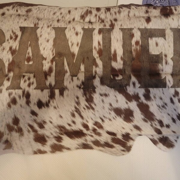 Engraved Cowhide: Personalized Family Name Sign, Nursery Decor, Wedding ...