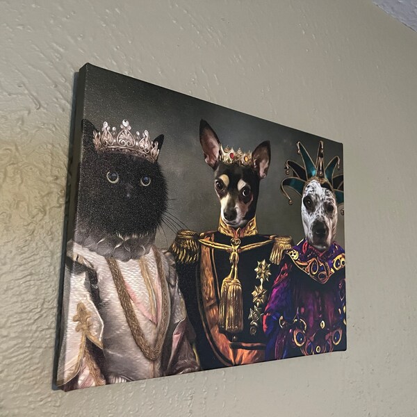 Custom 3 Pets Portrait, Royal Dog Portrait, Custom Painted Multiple ...