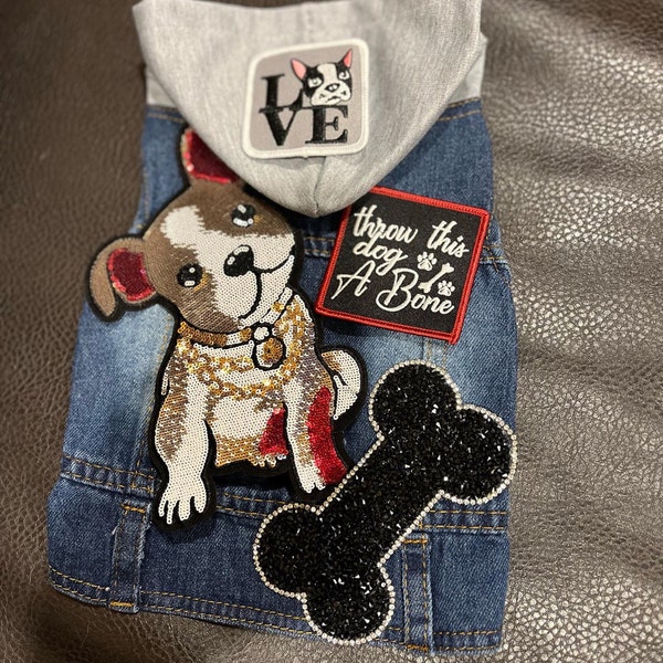 Patched up Pup: "blinged Out Doggie Bone" Iron-on Rhinestone Patch for ...