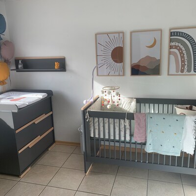 Boho Nursery Print Set of 3, Sun Rainbow Moon Baby Room Posters, Gender ...