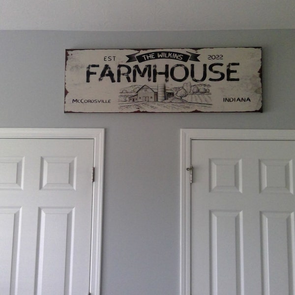 Personalized Farm Sign Modern Farmhouse Wall Decor Custom Family Name ...
