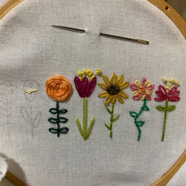 Flower Embroidery Pattern, Coneflower, Calla Lily, Rose, Tulip ...