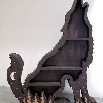 Coppermoon Handmade Wolf Crystal Shelf, Wolf Shelf, Wolf Wall Art, Wolf ...
