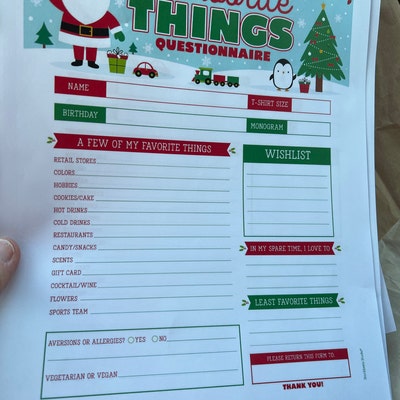 Christmas Teacher Survey Printable Teacher Favorite Things ...