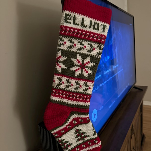 Personalized Crochet Fair Isle Stocking Pattern- Large Snowflake - Etsy