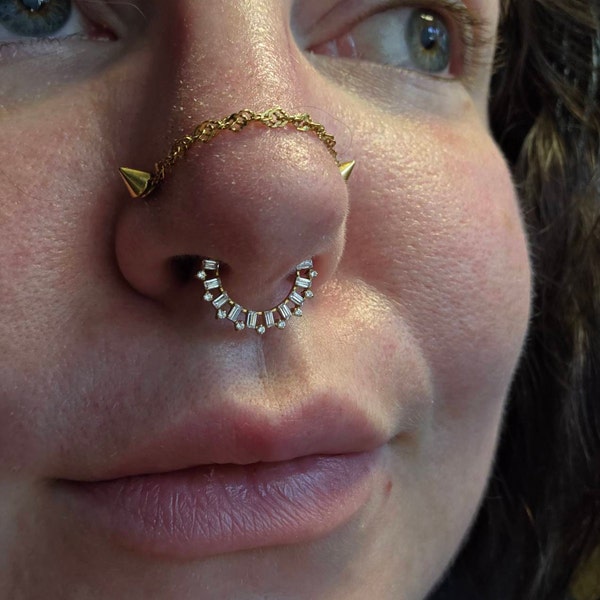 Implant Titanium Snake CZ Septum Ring 16G| Gold Hinged Septum Click ...