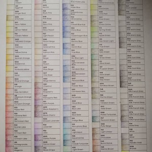 Neocolor II Pastel Color Chart 84 and 126 Color Chart | Etsy