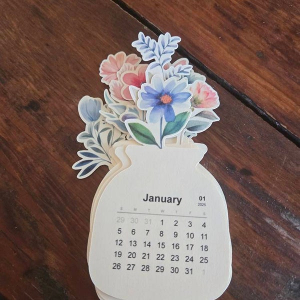 2026 Printable Flowers Desk Calendar, PNG for Cutting Machine ...