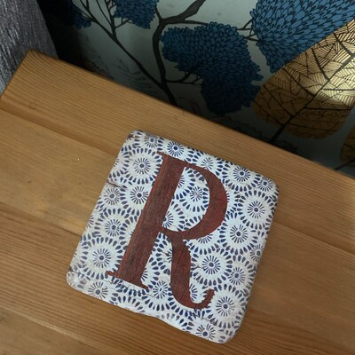Resin Ceramic Letter Alphabet Pattern Tile Coaster Personalise Coasters ...
