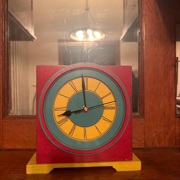 Blue Wood Desk Clock, Table Hand Painted Clock, Cute Gift Ideas ...