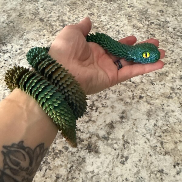 3d Printed Bush Viper Snake/snake Figure/dragon Snake/articulated Snake ...