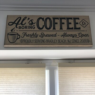 Personalized Coffee Shop Farmhouse Retro Style Wood Sign. 3 Sizes 9 ...